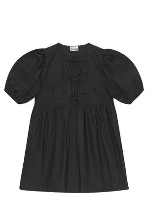 GANNI Knot Poplin Dress - Black