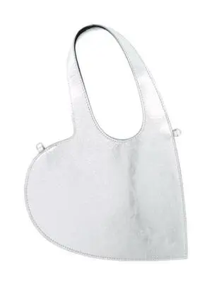 Coperni Metallic Effect Heart Mini Tote Bag - Silver