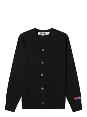 Play Comme Des Garcon Long-sleeved Knitted Cardigan - Black