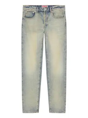 Kenzo Logo Patch Straight-leg Jeans - Gray
