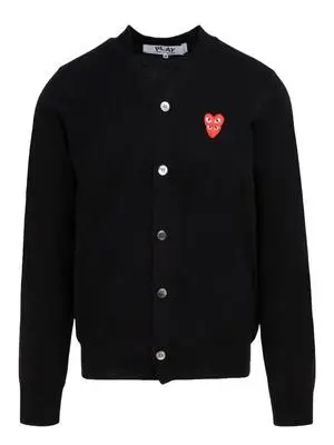 Play Comme Des Garcon Logo Button Cardigan - Black