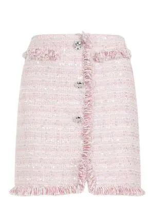 Giambattista Valli Fringe Tweed Skirt - Pink