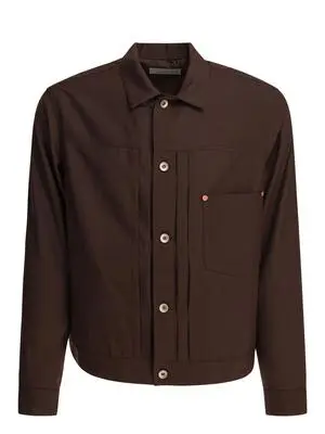 Sacai Buttoned Straight Hem Jacket - Brown