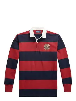 Ralph Lauren Polo Fit Striped Jersey Rugby Polo Shirt - Red
