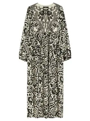 Max Mara Printed Cotton Poplin Midi Dress - Black