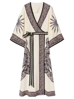 La DoubleJ Long Sleeve Wrap Maxi Dress - Grey
