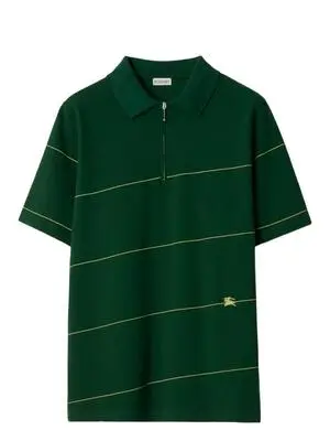 Burberry Striped Short Sleeved Polo Shirt - Green