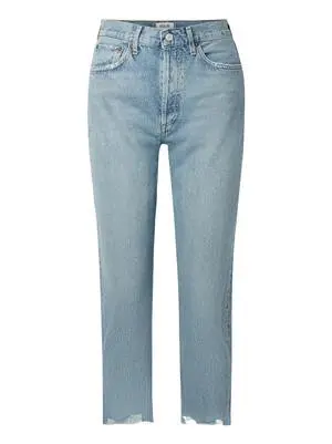 AGOLDE Riley Cropped Jeans In Soft Blue - Lightdenim