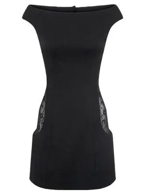 MARINE SERRE Sleeveless Mini Dress With Moon Pattern - Black