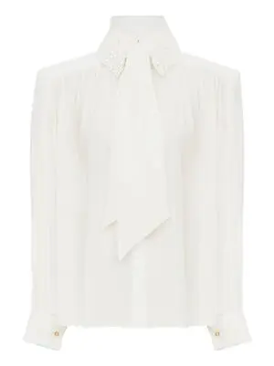 Chloé Lace Collared Long-sleeve Shirt - White