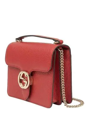 Gucci Double G Logo Woc With Chain Strap - Red