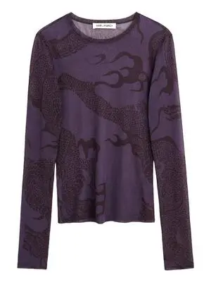 Our Legacy Abstract Raisin Snake Print Thermal Jersey Long Sleeve Top - Black