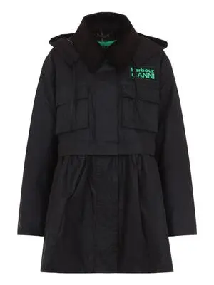 Barbour X Ganni Peplum Waxed Jacket - Black
