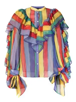 Rochas Ruffled Stripe Blouse - Multicolor