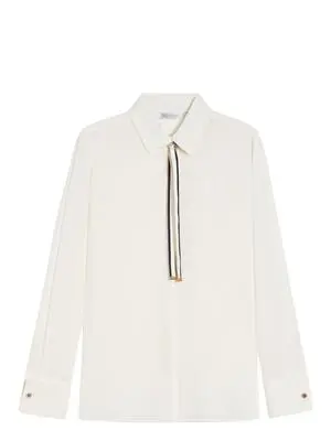 Max Mara Apollo Long-sleeved Shirt With Ribbon Detail - White