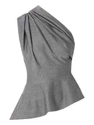 Khaite Khaite One-Shoulder Top With Asymmetrical Ruffled Hem Silver