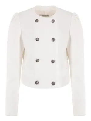 Alessandra Rich Double-breasted Bouclé Jacket - White