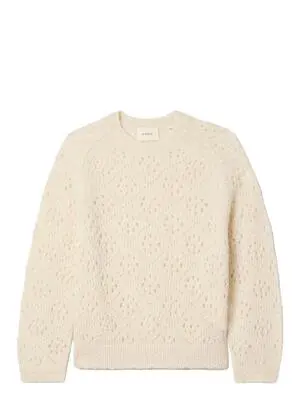 DÔEN Openwork Knit Long-sleeve Shirt With Scalloped Edges - Ivory