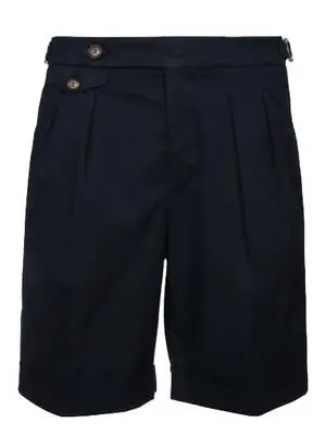 Brunello Cucinelli Garment-dyed Gabardine Bermuda Shorts - Navy Blue