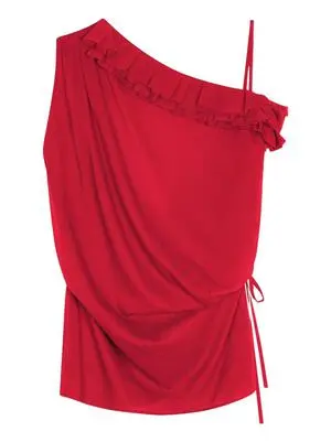 DRIES VAN NOTEN Dries Van Noten Ruffled One-Shoulder Silk Top