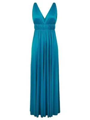 P.a.r.o.s.h V-neck Sleeveless Maxi Gown - Blue