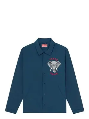 Kenzo Logo Printed Collared Button-up Jacket - Blue