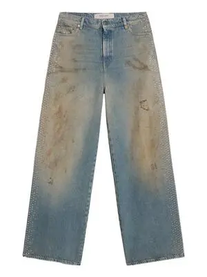 GOLDEN GOOSE Golden Goose Deluxe Brand Wide-Leg Distressed Embellished Jeans