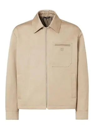 Fendi Ff Logo Plaque Zip-up Blouson - Beige