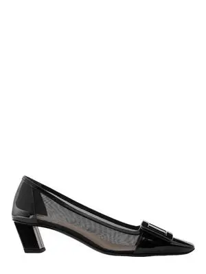 ROGER VIVIER Belle Vivier Pumps In Patent Leather And Nylon Mesh With Buckle Detail