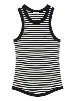 SAINT LAURENT Saint Laurent Cassandre Striped Knitted Tank Top