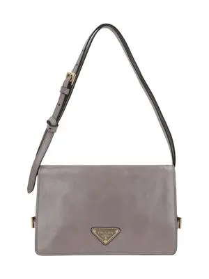 Prada Triangle Logo Shoulder Bag - Gray