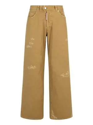 Dsquared2 Distressed Straight-leg Trousers - Beige