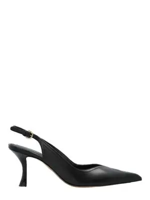 FERRAGAMO Pointed Toe High Heel Slingbacks With Gold Buckle - Black