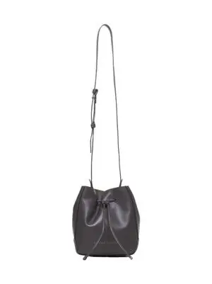 Brunello Cucinelli Logo Detailed Drawstring Shoulder Bag - Brown