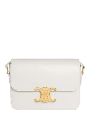 Celine Teen Triomphe Bag In Shiny Calfskin - Rice