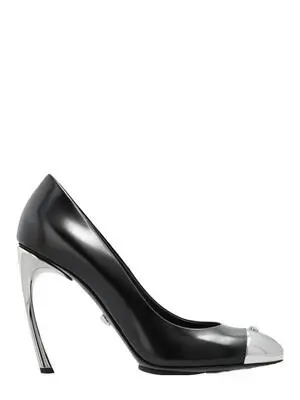 VERSACE Versace Round Toe High Heeled Pumps With Metallic Cap Toe