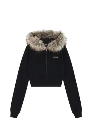 WE11DONE We11done Hooded Zip-Up Cotton Jacket With Fur Trim