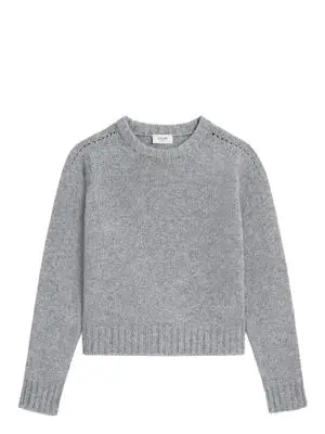 Celine Crewneck Sweater In Seamless Cashmere - Medium Gray