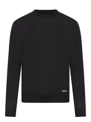 Prada Logo Jacquard Crewneck Jumper - Black
