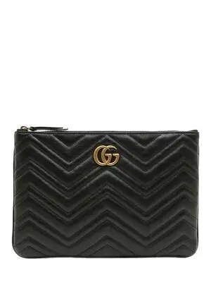 Gucci Gg Marmont Clutch With Heart Applique - Black