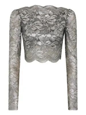 Rabanne Lace Detailed Cropped Top - Black/silver