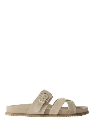 Gabriela Hearst Open-toe Flat Sandals With Buckle Detail - Taupe