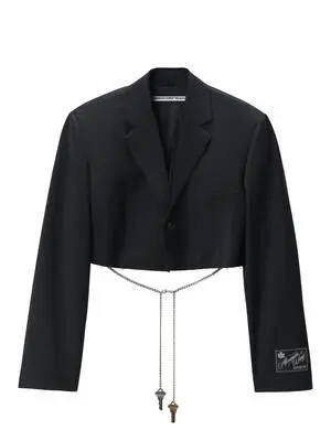 Alexander Wang Cropped Long-sleeve Blazer With Chain Detail - Black