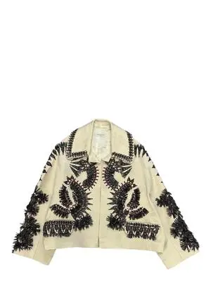 Dries Van Noten Embellished Graphic Print Jacket - Nude