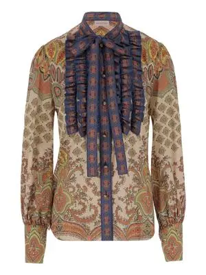 Valentino Garavani All-over Patterned Ruffled Top - Red