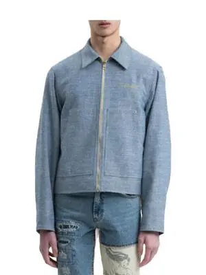 We11Done Long-sleeve Logo Casual Jacket - Blue