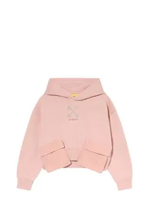 Off-White Logo-print Cropped Hoodie - Rose Powder-dark Grey