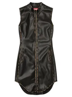 DIESEL® Sleeveless Zip-front Mini Dress - Black/brown