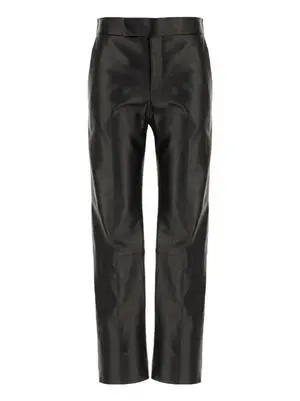 Alberta Ferretti Straight-leg Leather Trousers - Black
