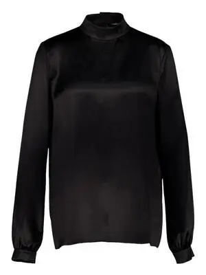 TOM FORD Satin High Neck Blouse - Black